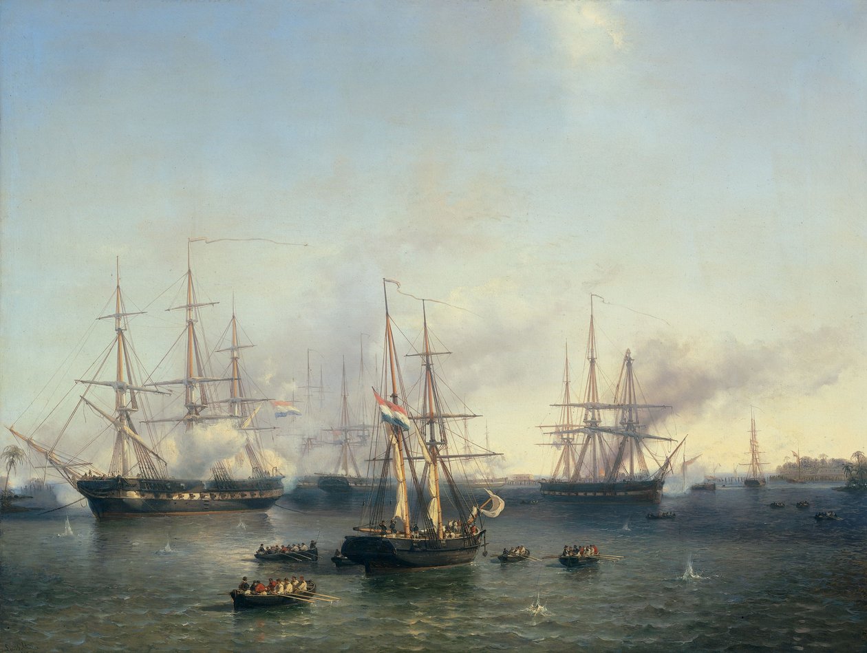 Eroberung von Palembang von Louis Meijer: Kunstdruck