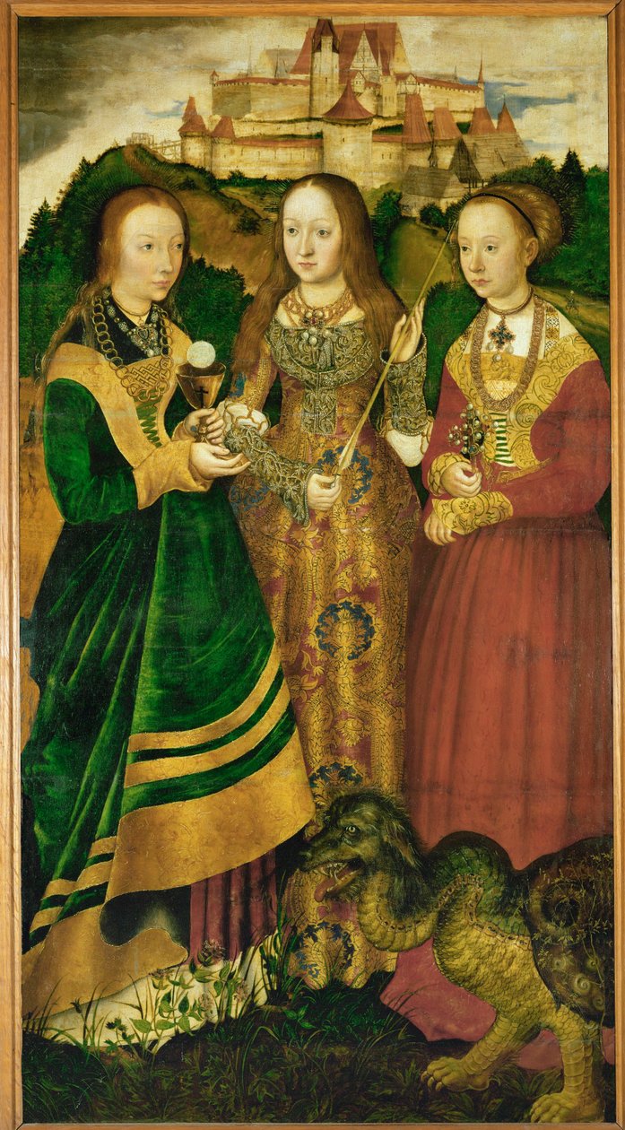 Heilige Barbara, Heilige Ursula und Heilige Margareta, Detail des ...