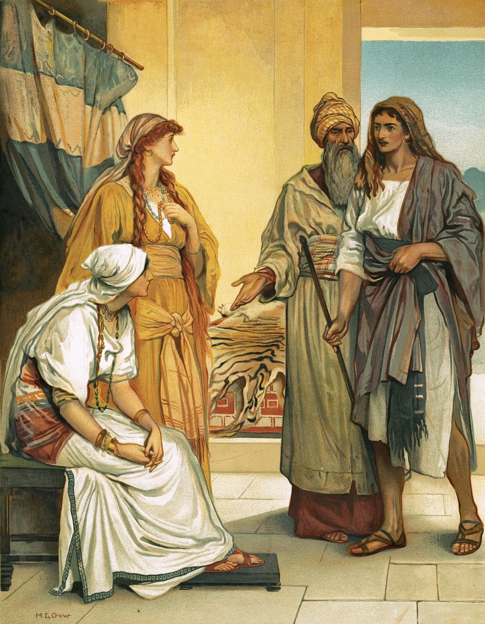 Jakob im Haus von Laban von Mary L. Gow: Kunstdruck kaufen