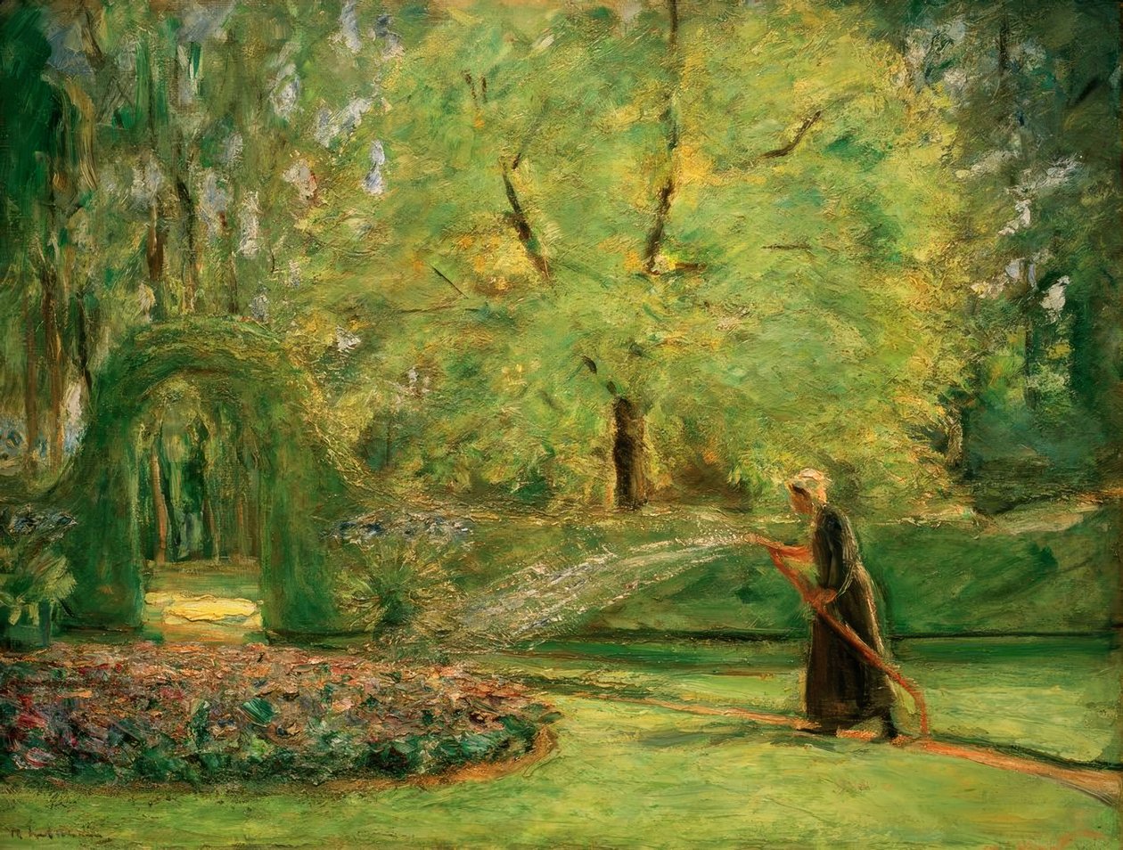 Das Rondell im Heckengarten mit Blumensprengerin