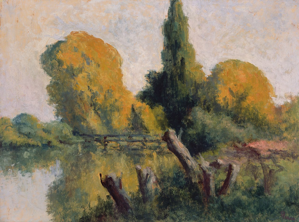 Rolleboise, kleiner Arm der Seine im Herbst, ca. 1925