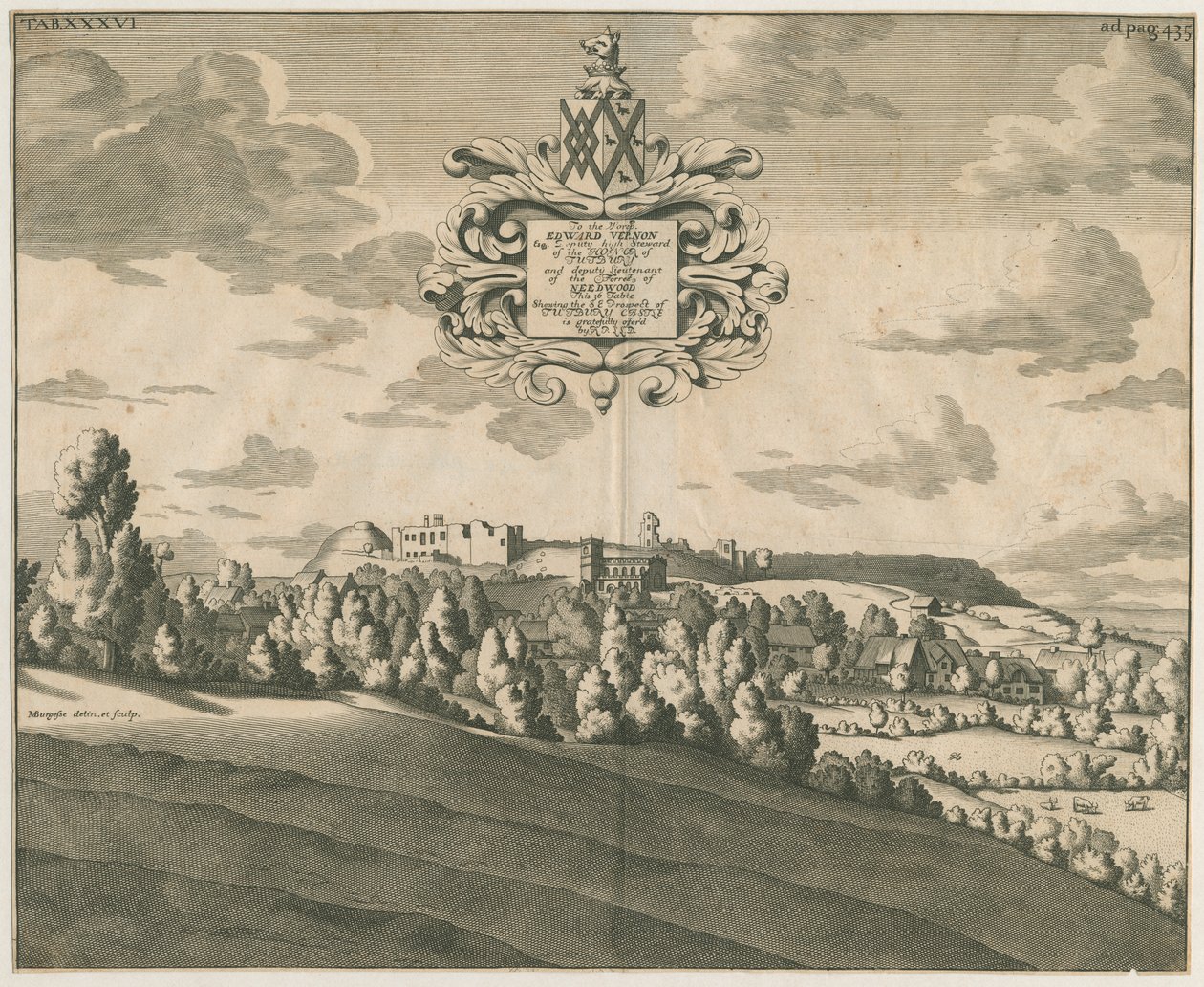 Tutbury Schloss - Fernansicht: Kupferstich, undatiert [ca. 1686]