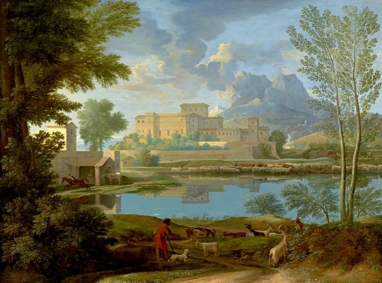 Landschaft mit Ruhe, 1650-1 von Nicolas Poussin: Kunstdruck