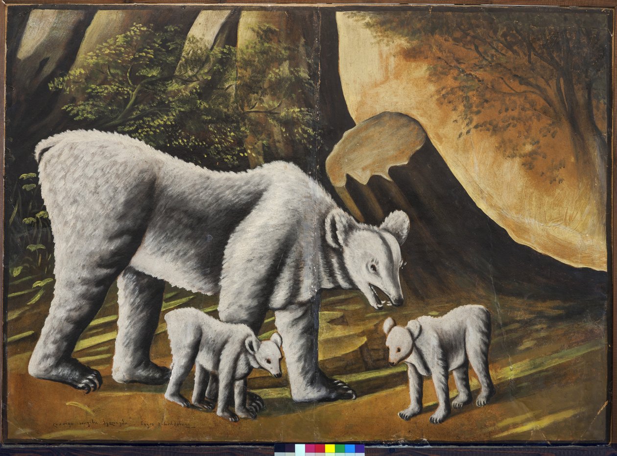 Eine Bärin mit Babybären von Niko Pirosmanashvili