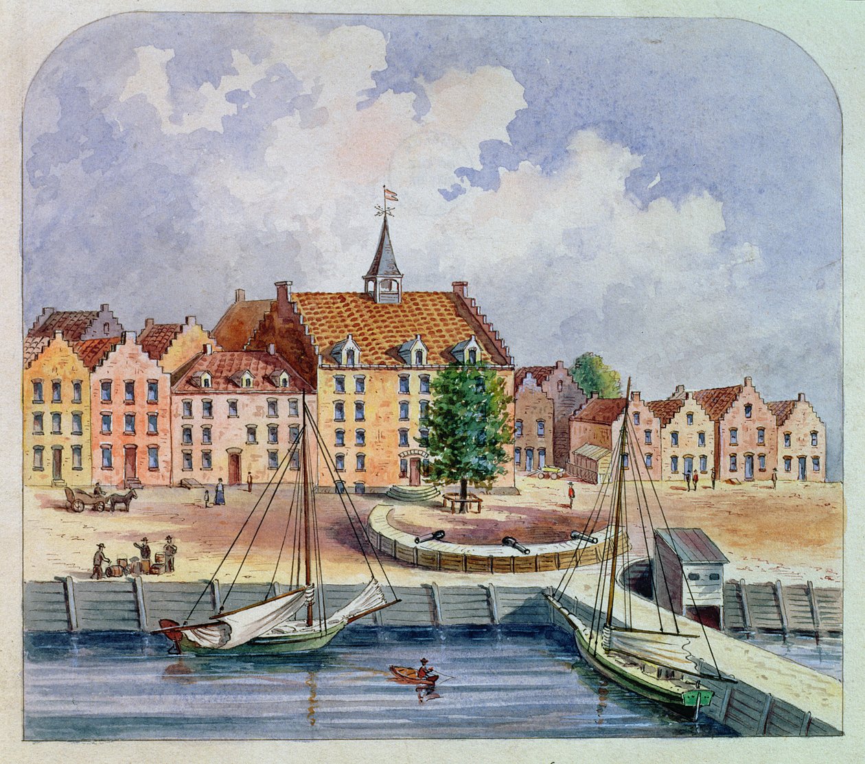 Stadthuys von New York im Jahr 1679 von William Oram