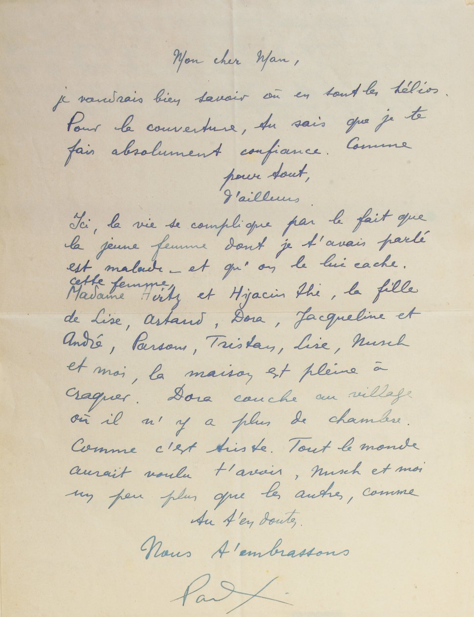 Brief an Man Ray, bezüglich der Errungenschaft von 'Facile'