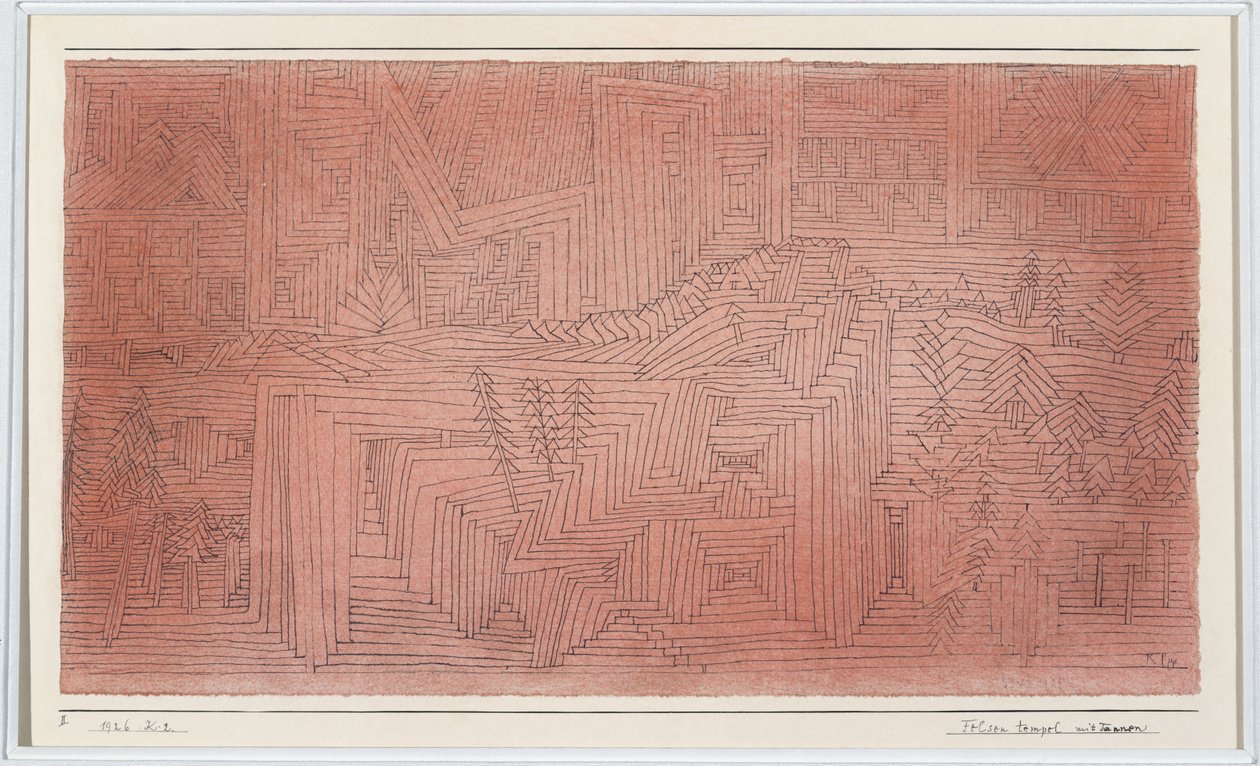 Klippen-Tempel mit Tannen von Paul Klee: Kunstdruck kaufen