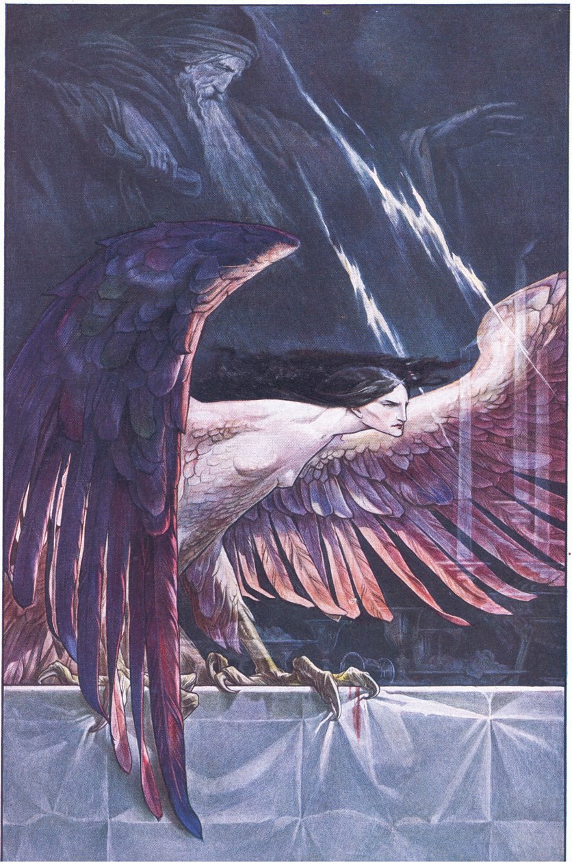 Ariel als Harpyie, Illustration aus Der Sturm, 1908