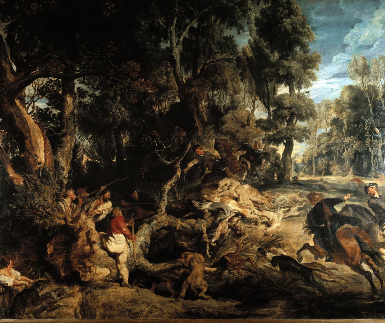 Wildschweinjagd Gemälde von Pieter Paul Rubens (1577-1640)