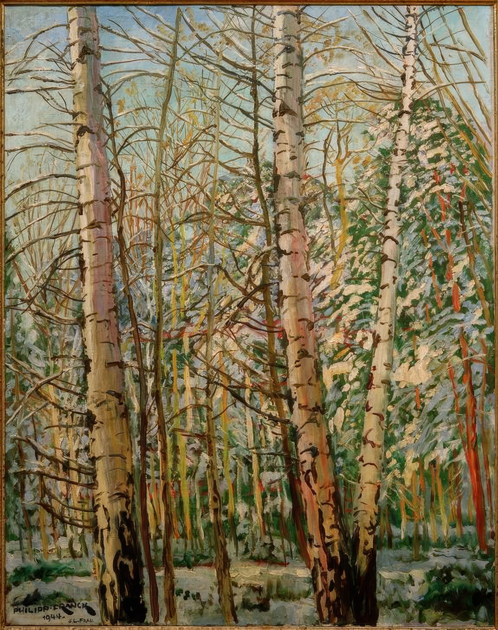Birken im Schnee von Philipp Franck: hochwertiger Kunstdruck