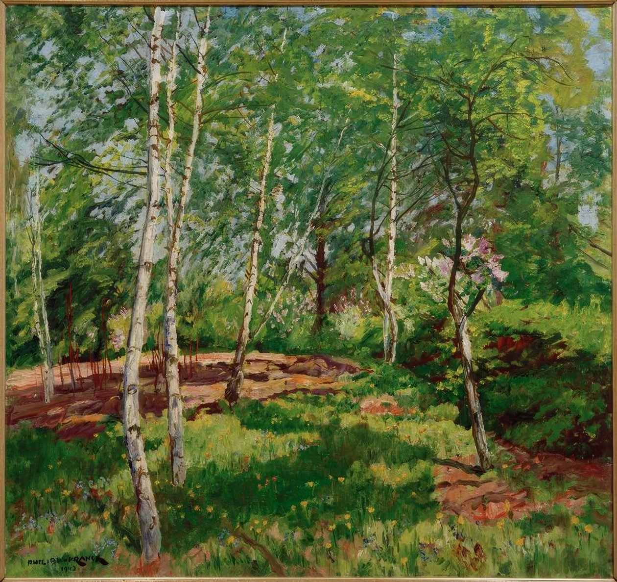 Wiese mit Birken von Philipp Franck: hochwertiger Kunstdruck