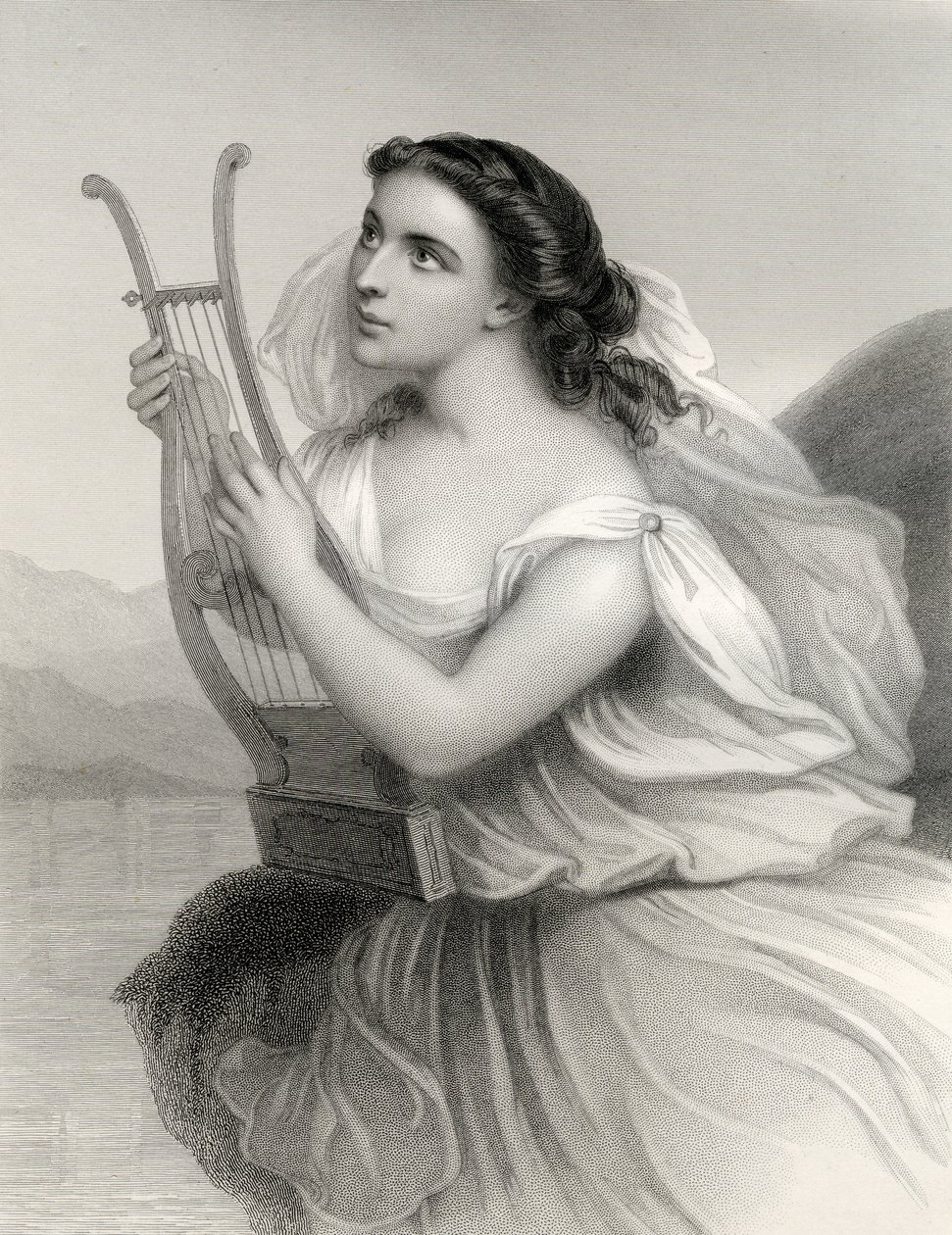 Sappho, Illustration aus 'World Noted Women' von Mary Cowden Clarke, 1858