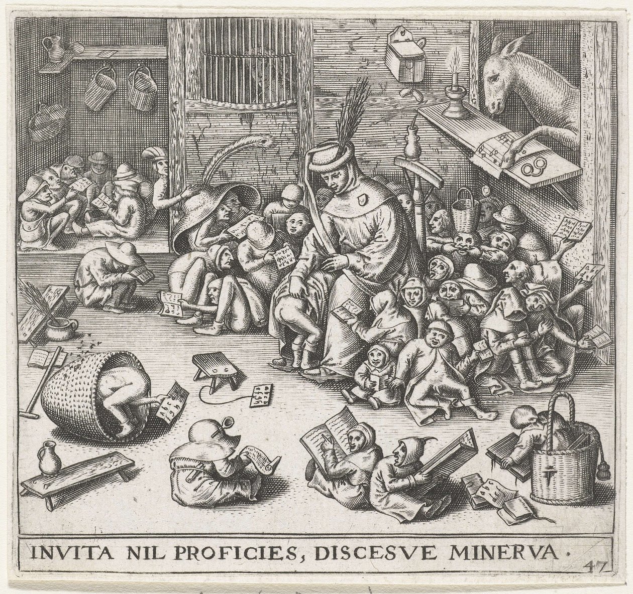 Der Esel in der Schule von Pieter Heyden van der: Kunstdruck