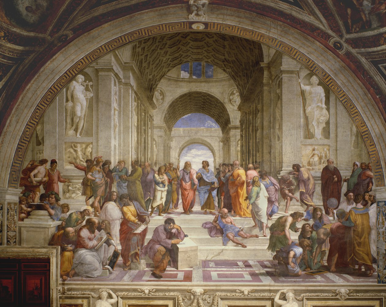 Die Schule von Athen, aus der Stanza della Segnatura, 1509-10