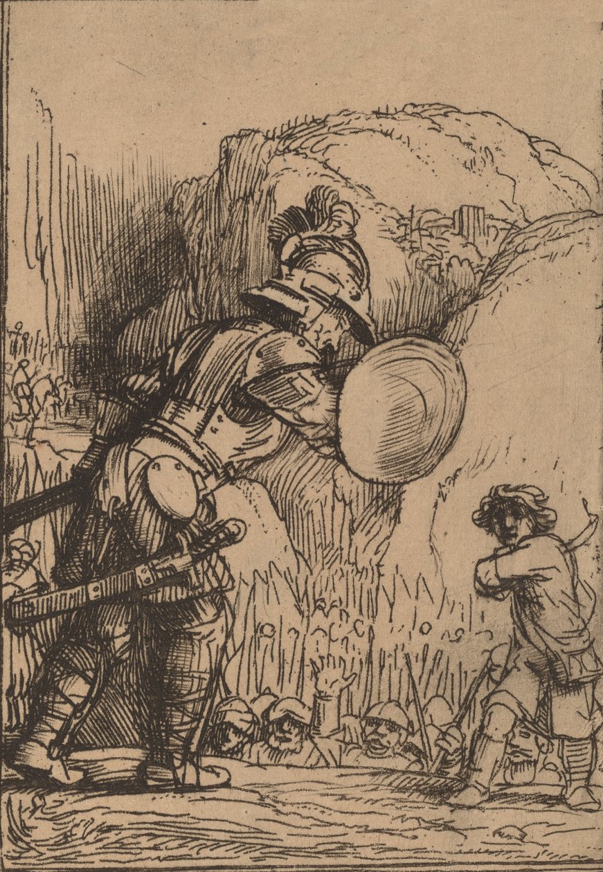 David und Goliath, 1655 von Rembrandt van Rijn: Kunstdruck