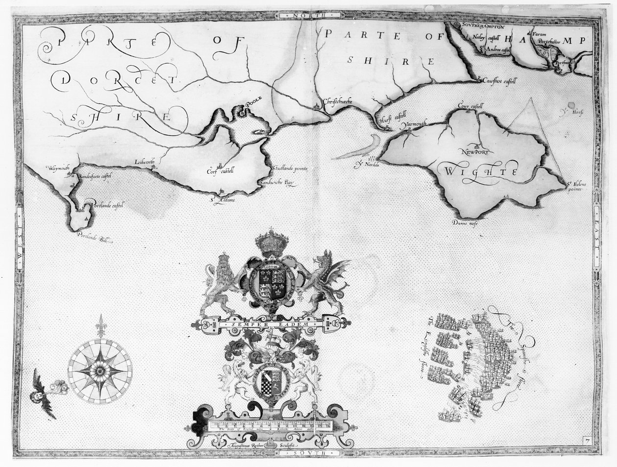Karte Nr. 7 zeigt die Route der Armada-Flotte, graviert von Augustine ...