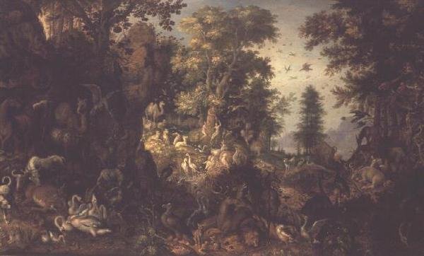 Adam und Eva im Garten Eden von Roelandt Jacobsz. Savery