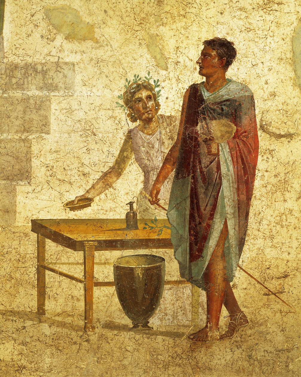 Fresko, das Jason und Pelias aus Pompeji darstellt