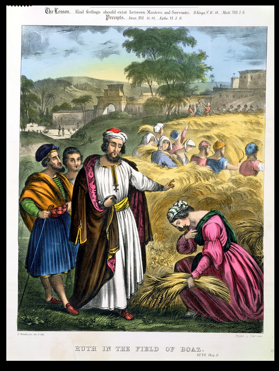Ruth im Feld von Boaz, aus einer Bibel gedruckt von Edward Gover ...