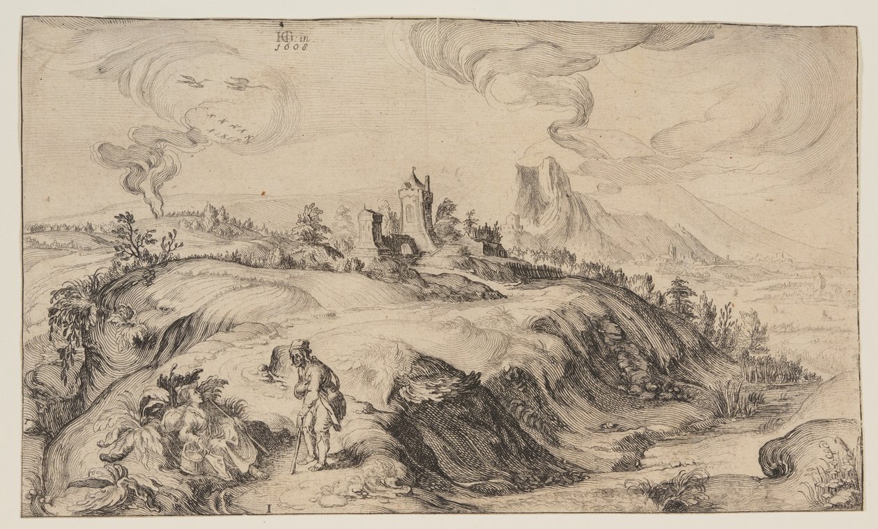 Gebirgslandschaft von Simon Frisius: hochwertiger Kunstdruck