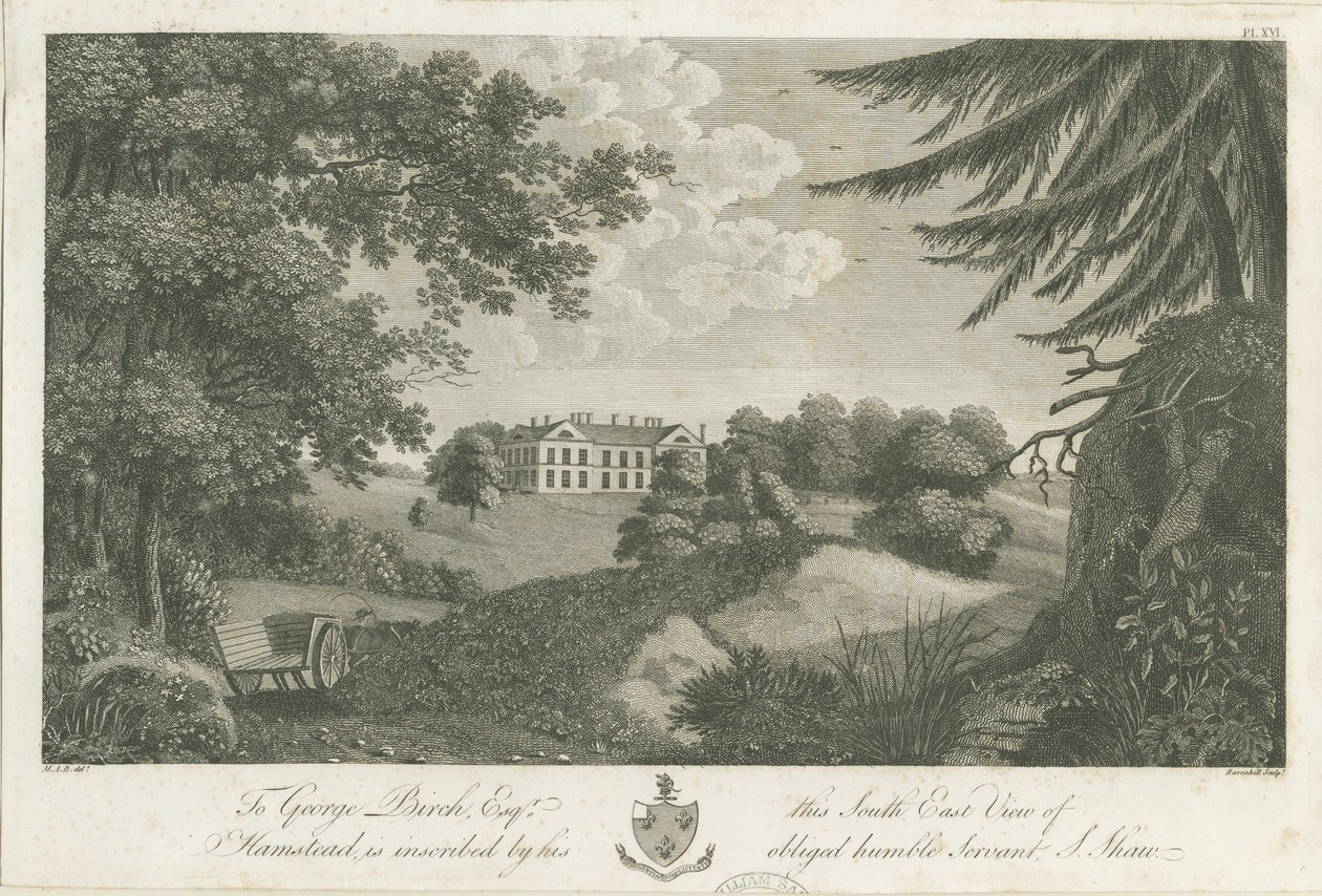 Hamstead Hall (Stich) von Stebbing Shaw: Kunstdruck kaufen