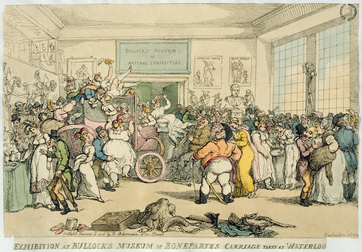 Ausstellung im Bullock's Museum von Bonapartes Kutsche, erbeutet bei ...