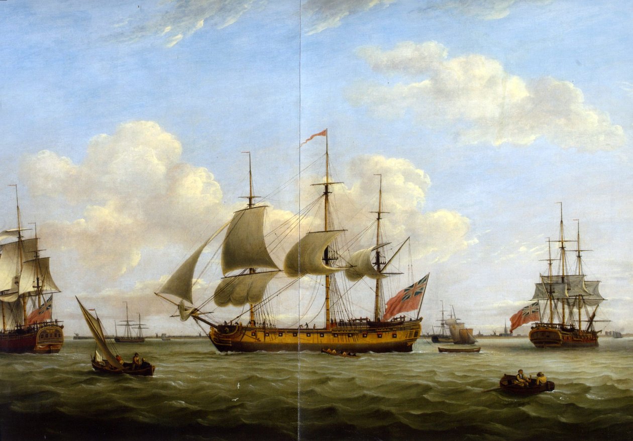 HMS Maria Anna-Earl of Chatham-Achilles-Thomas Luny