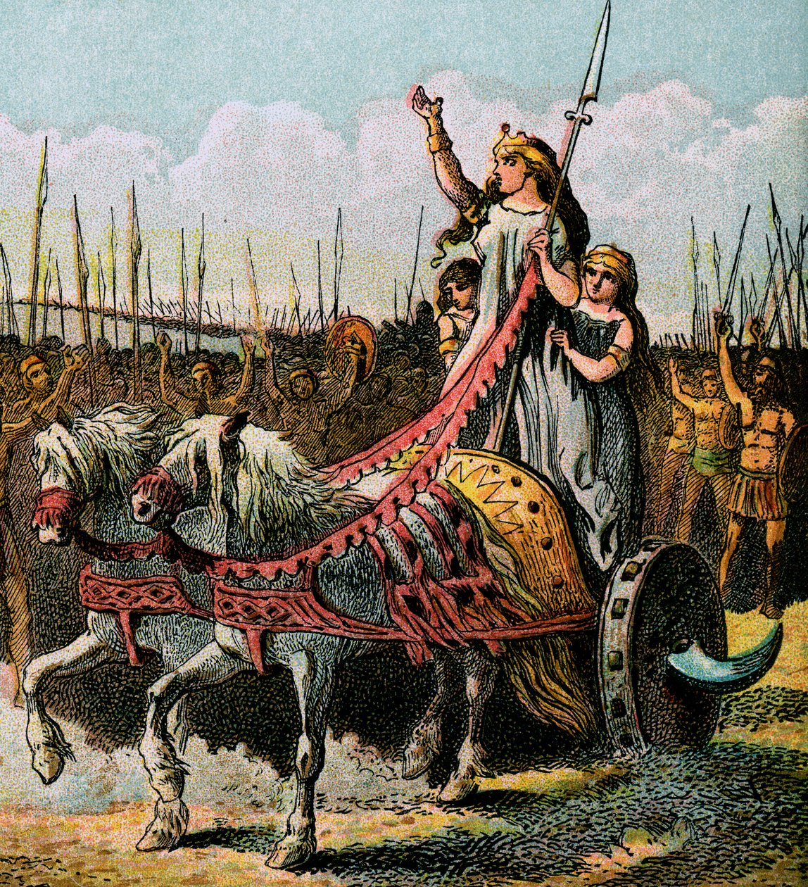 Boudicca und ihre Armee, um 1850 von Unbekannt: Kunstdruck