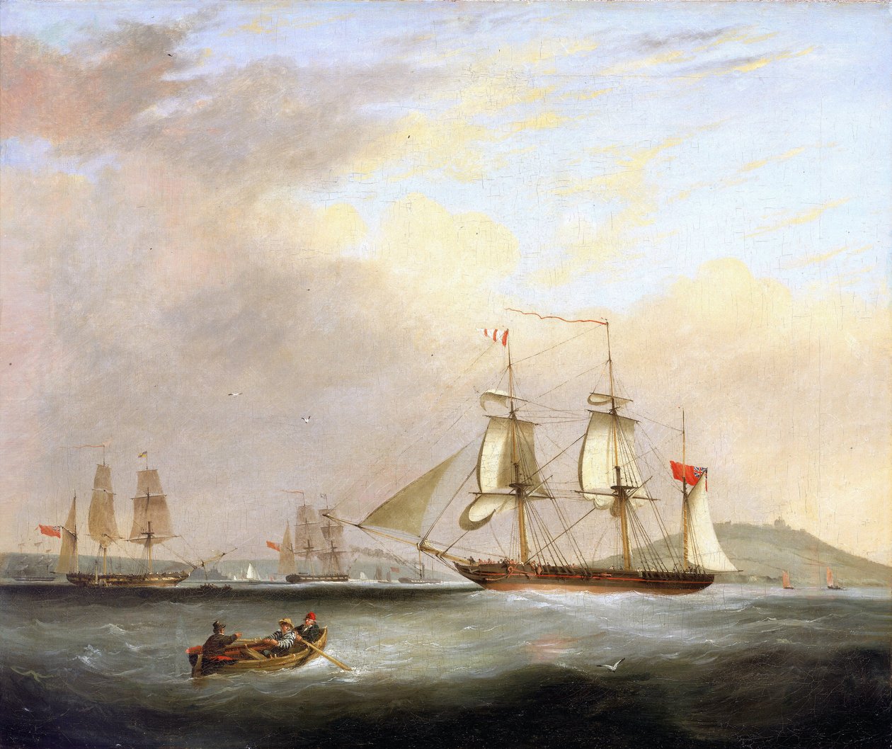 Die 'Sheldrake', ein Postschiff, vor Falmouth, England, einem wichtigen ...