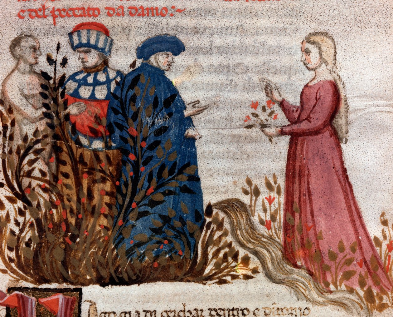 Dante trifft Matelda (Gesang 28 aus dem Fegefeuer, in der Göttlichen ...