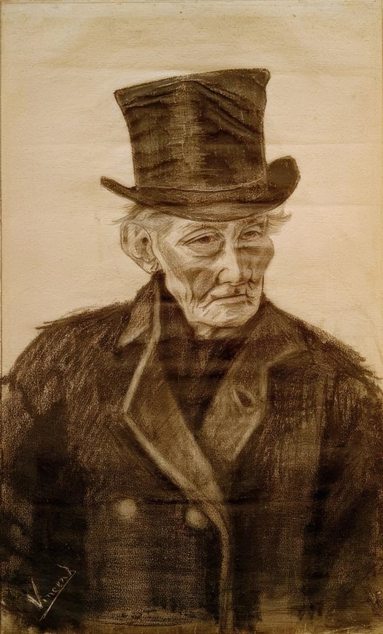 Alter Mann mit Zylinder von Vincent van Gogh: Kunstdruck