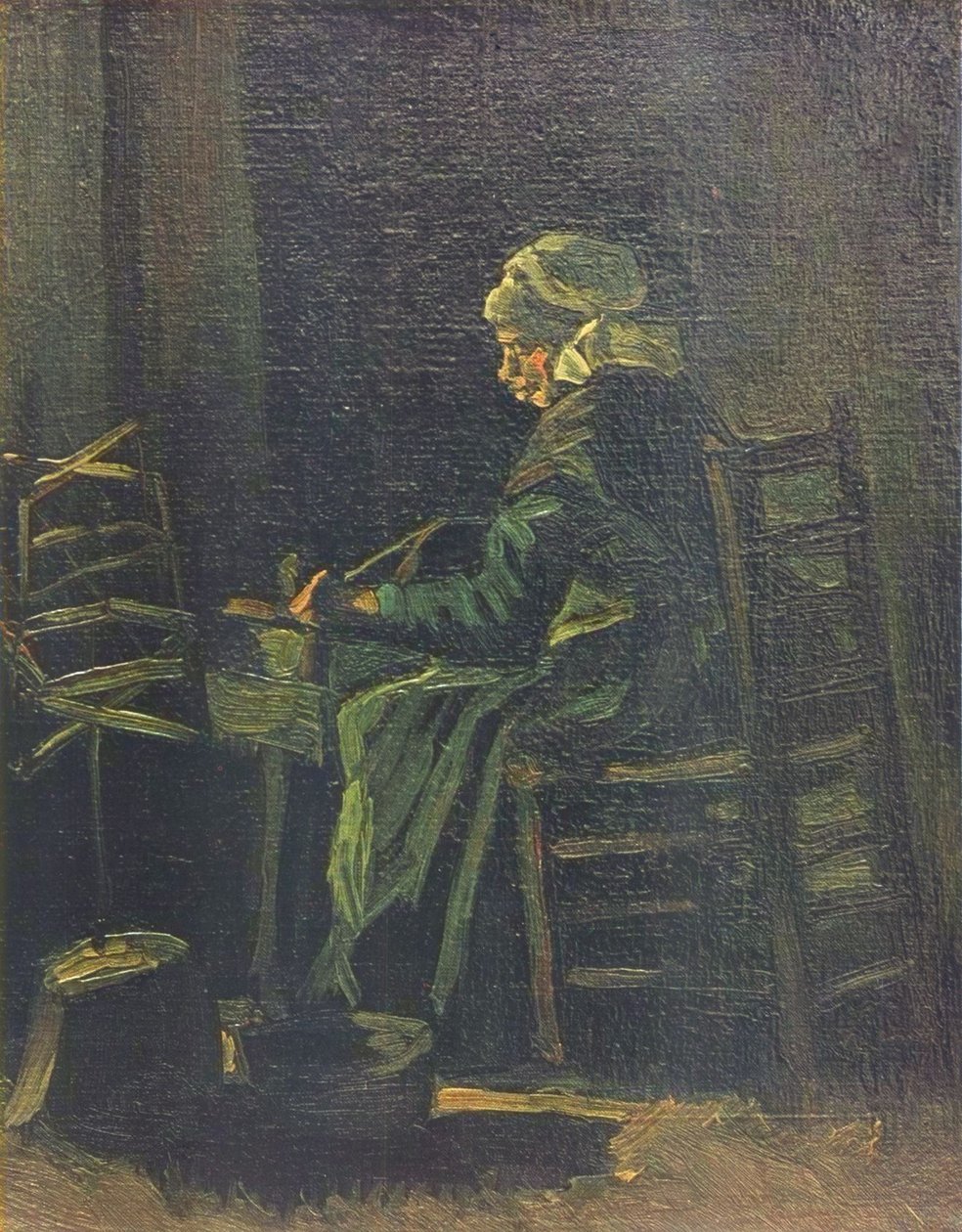 Frau am Spinnrad, 1885 von Vincent van Gogh: Kunstdruck