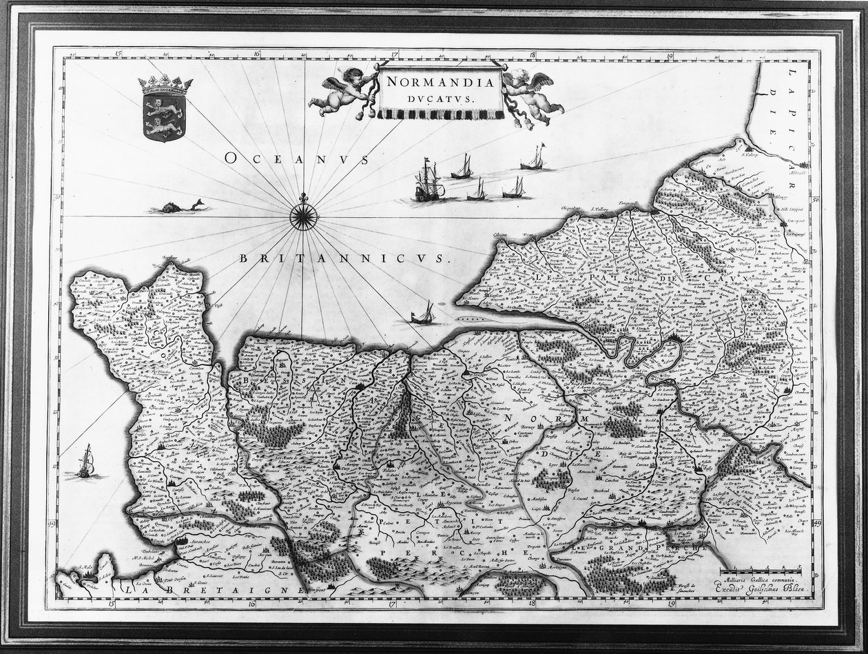 Karte der Normandie nach einer Illustration aus Theatrum Orbis Terrarum ...