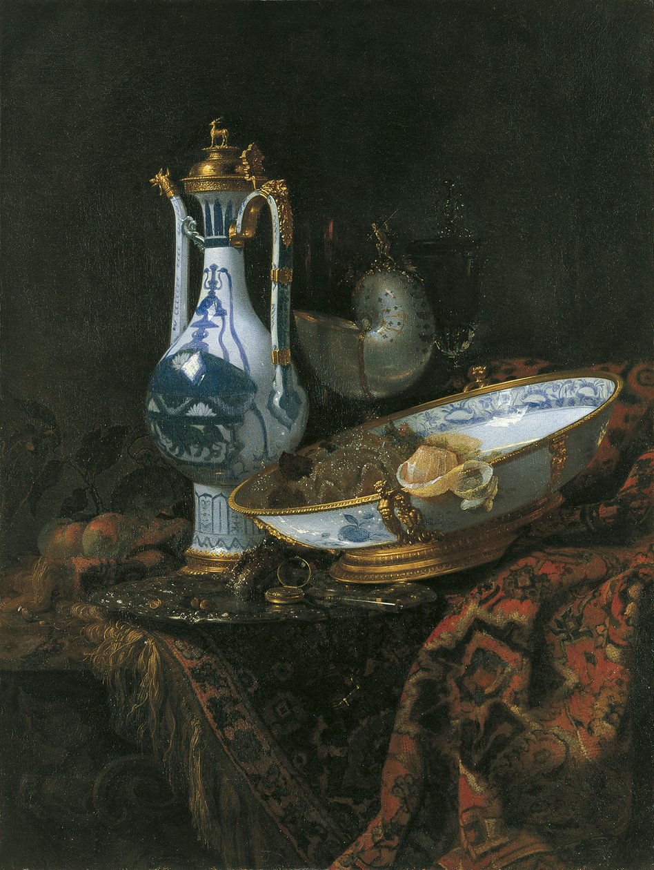 Stillleben mit Nautilus-Pokal von Willem Kalf: Kunstdruck