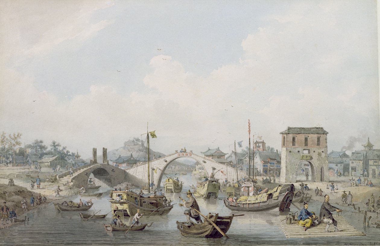 Boote auf dem Fluss bei Suchow, China von William Alexander