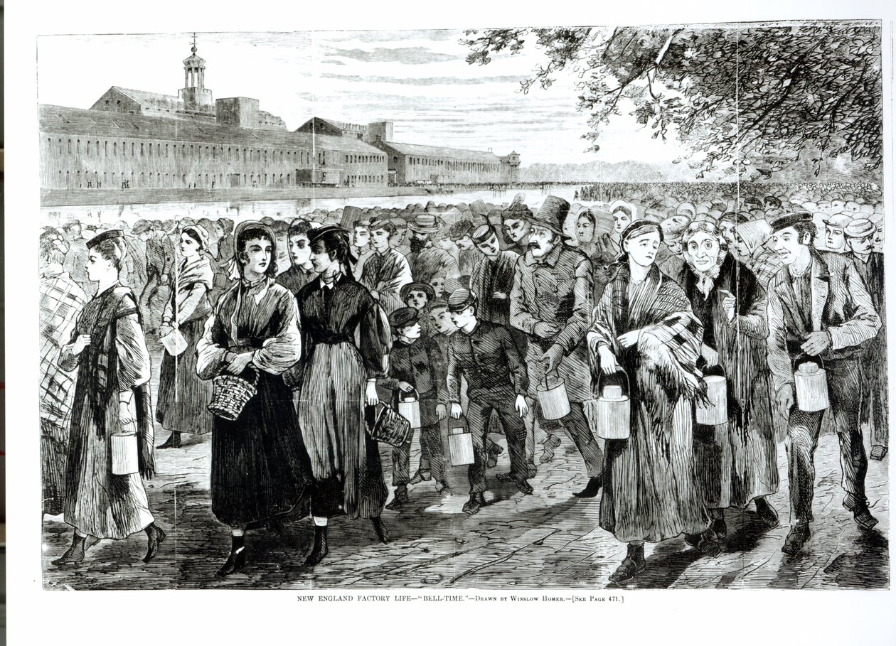 'Bell Time', New England Factory Life, aus 'Harper's Weekly'
