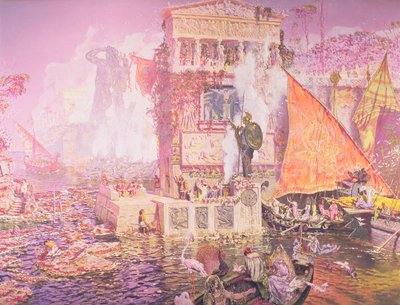 Der Koloss von Rhodos von Antonio Munoz Degrain: Kunstdruck