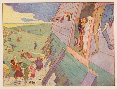 Die Arche Noah: Der Regen (Farblitho) von Elmer Boyd Smith