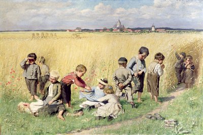 Der Weg zur Schule von Emile Claus: Kunstdruck kaufen