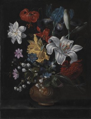 Steingutkrug mit Blumen von Jacob Marrel: Kunstdruck