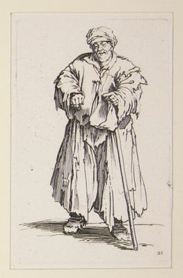 Fettleibiger Mann mit gesenkten Augen, von den Bettlern (Le mendiant ...