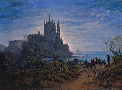 Gotische Kirche auf einem Felsen am Meer, 1815