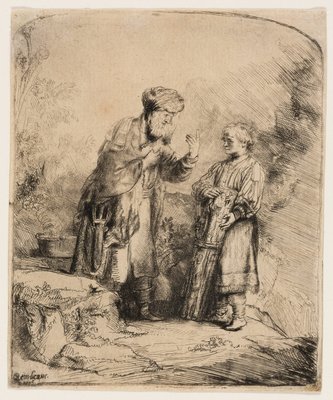 Abraham und Isaak von Rembrandt van Rijn: Kunstdruck