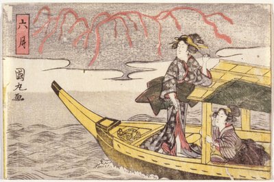 Zwei Frauen in einem Boot von School Japanese: Kunstdruck