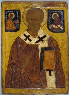 Ikone des Heiligen Nikolaus von School Russian: Kunstdruck