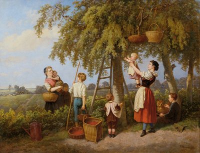 Die Kirschenernte von Theodor Hosemann: Kunstdruck kaufen