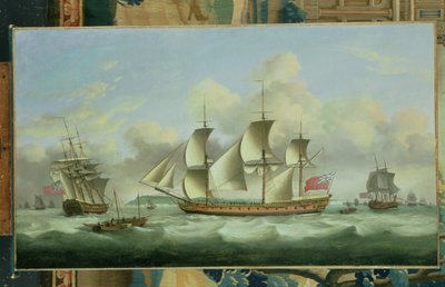 Drei britische Fregatten Offshore, 1782 von Thomas Luny