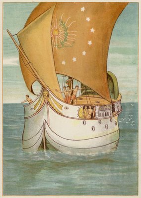 Perseus und seine Braut segeln nach Seriphos (Farblitho)