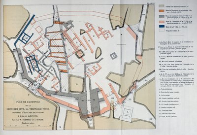 Karte der Akropolis der 2. Stadt in Troja, 1884