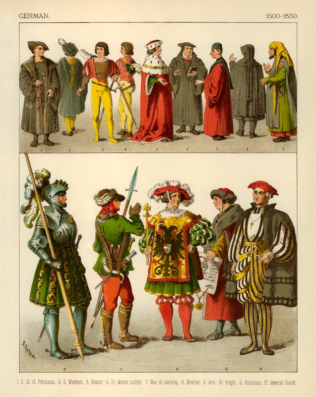 Deutsche Tracht 1500-1550 von Albert Kretschmer: Kunstdruck